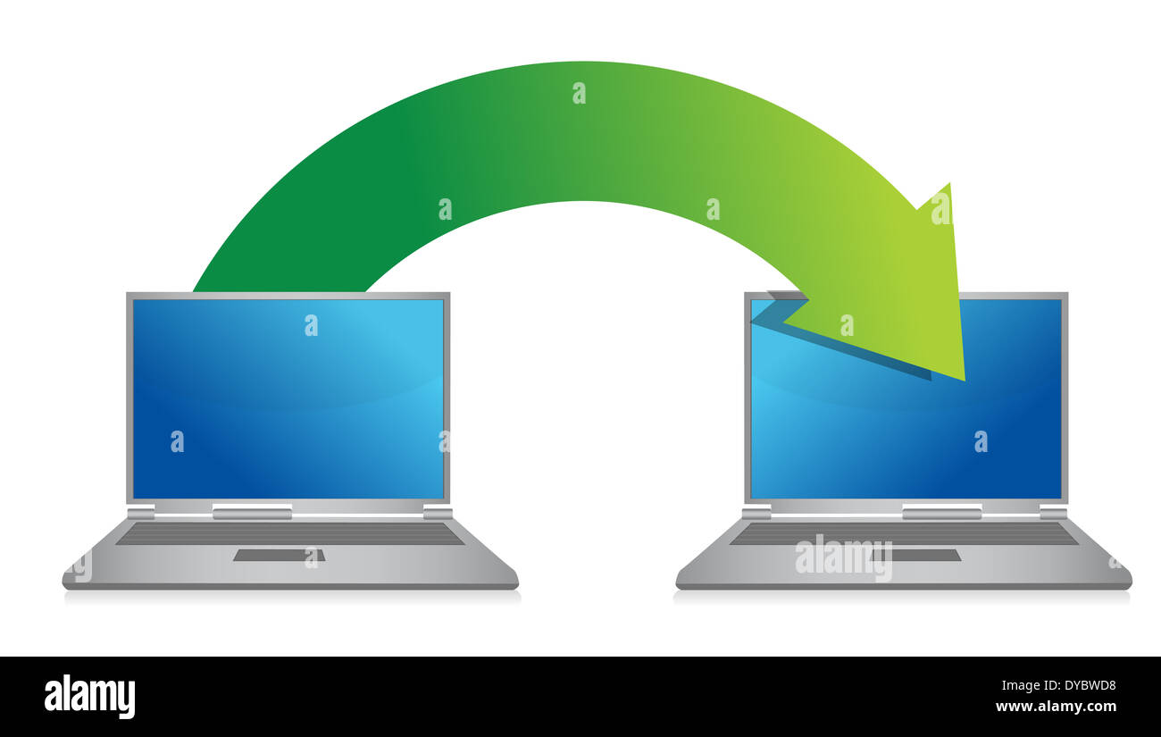 transferring files from laptop illustration design over a white ...