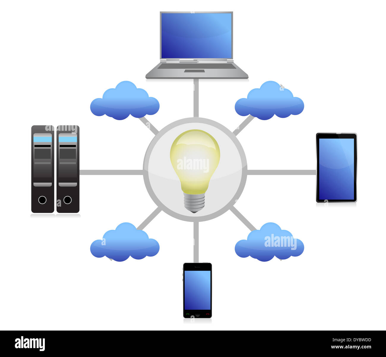 technology idea network illustration design over white Stock Photo - Alamy