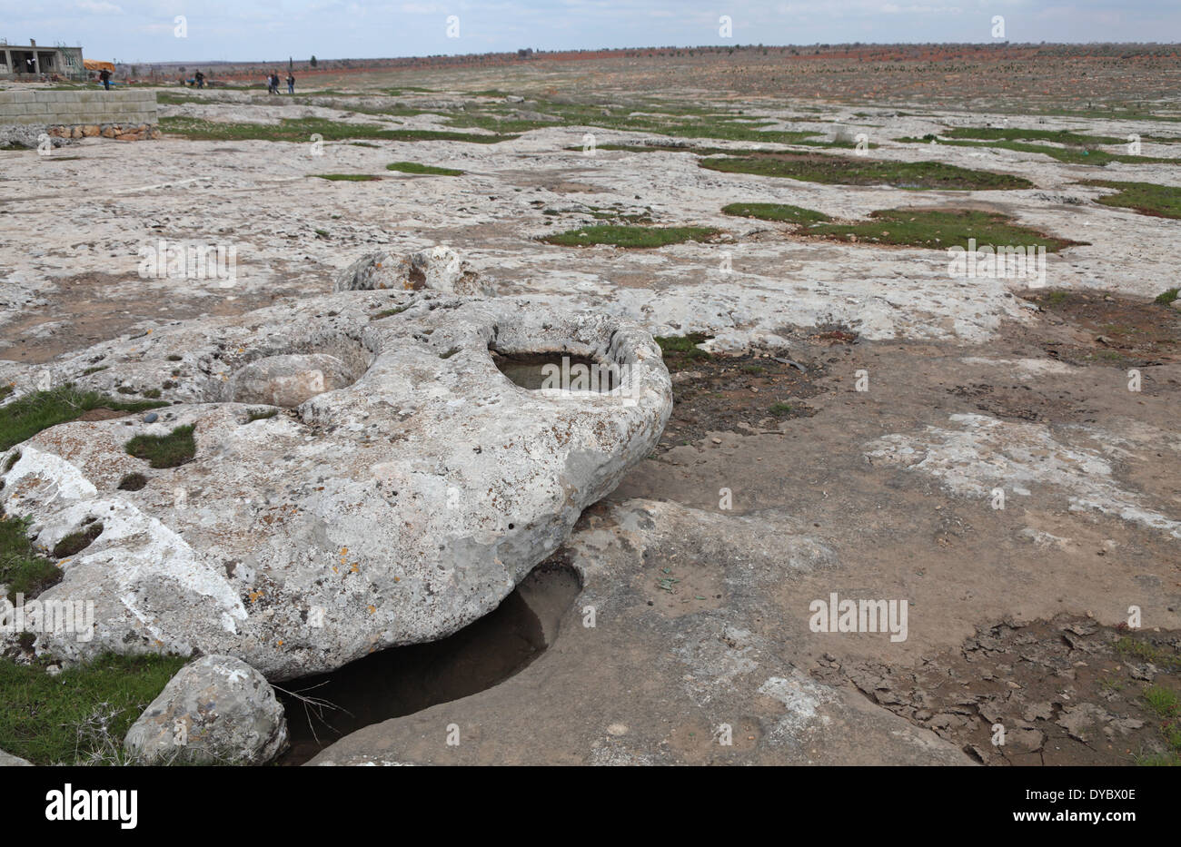 Late Roman water cisterns and grindstones carved into the bedrock ...