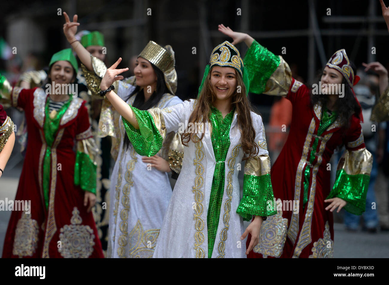 New York, New York City, USA. 13th Apr, 2014. Paraders march along the ...
