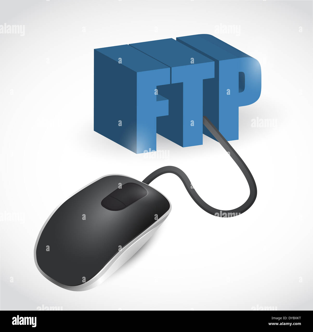 ftp sign connected to mouse illustration design over white Stock Photo ...