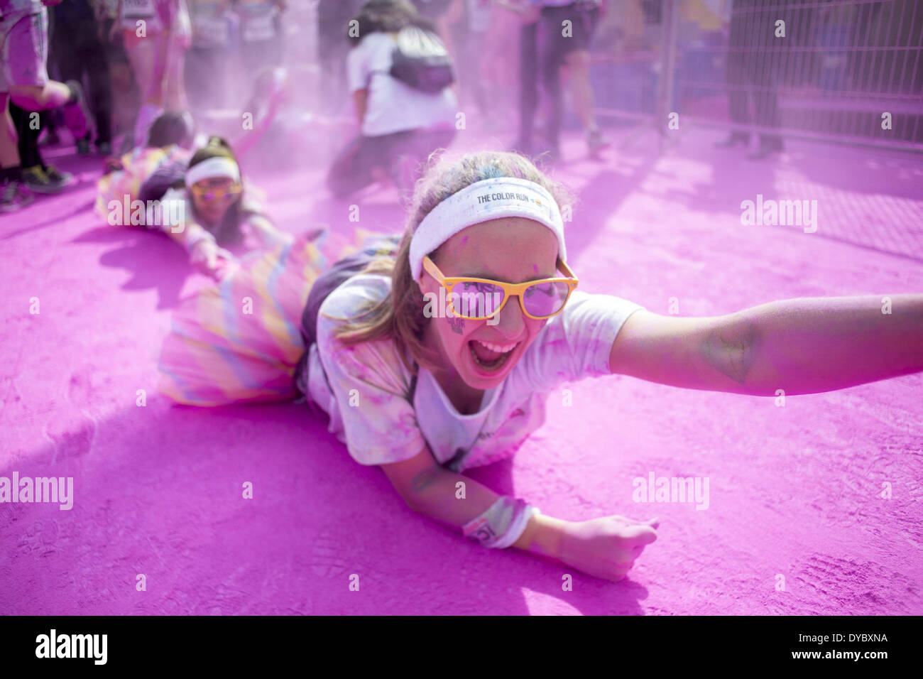 Paris, France. 13th Apr, 2014. Runners during the Color Run race in ...