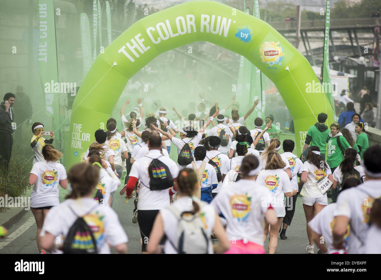 Paris, France. 13th Apr, 2014. Runners during the Color Run race in ...
