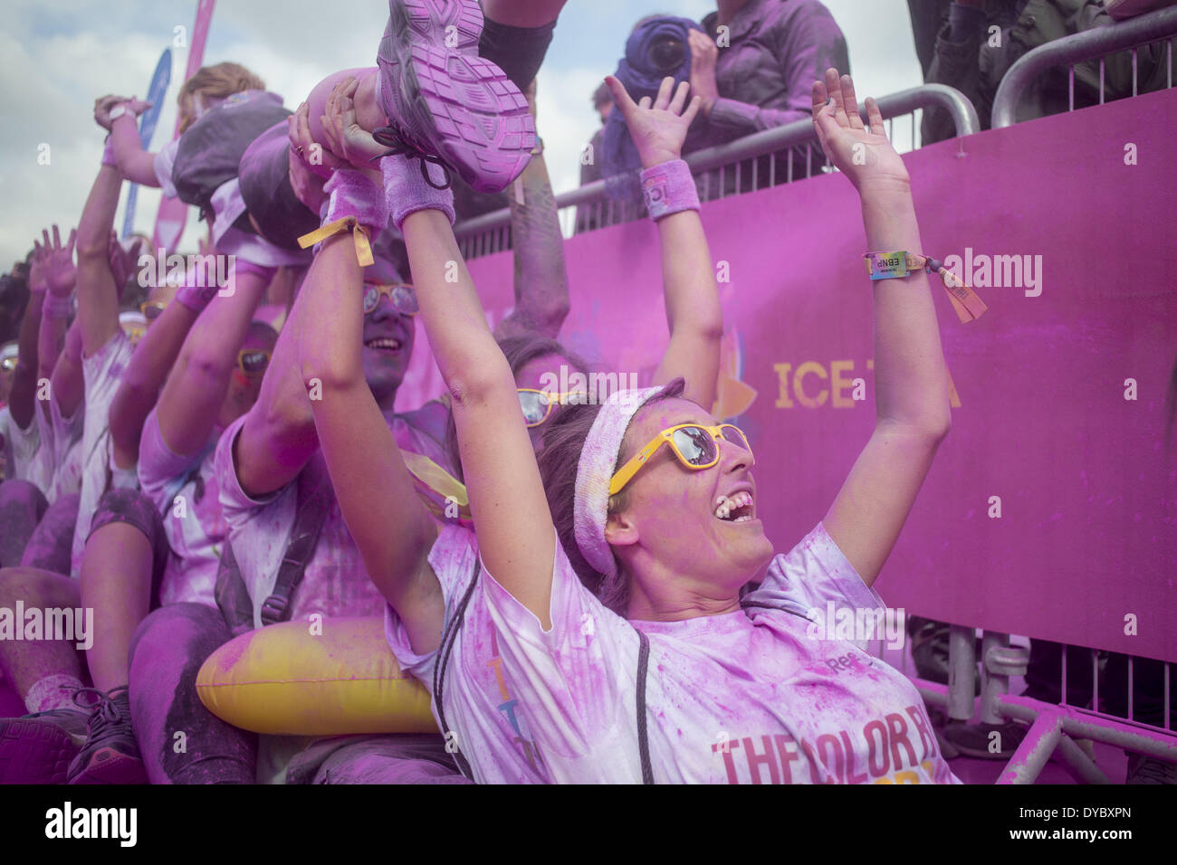 Paris, France. 13th Apr, 2014. Runners during the Color Run race in ...