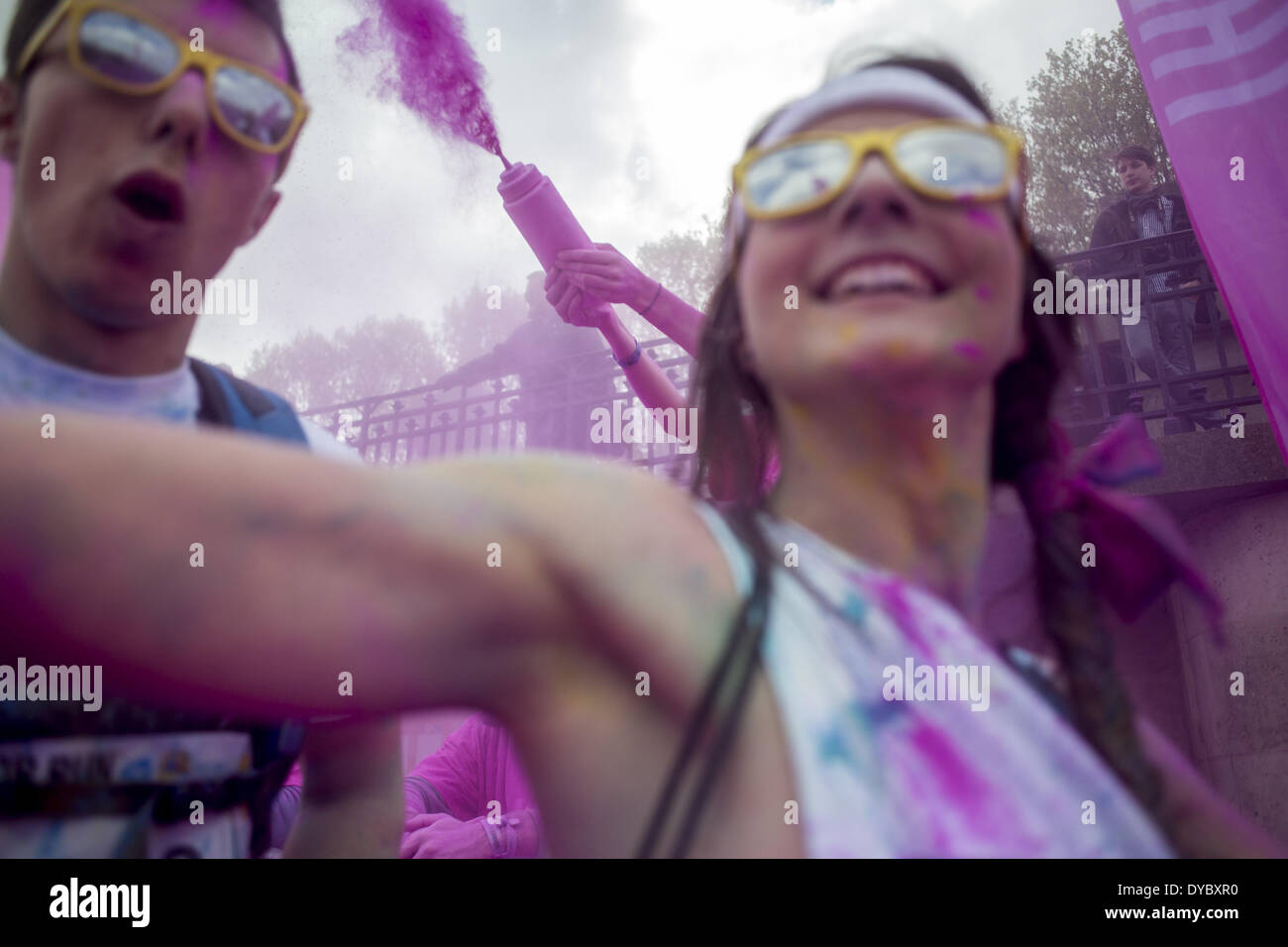 Paris, France. 13th Apr, 2014. Runners during the Color Run race in ...
