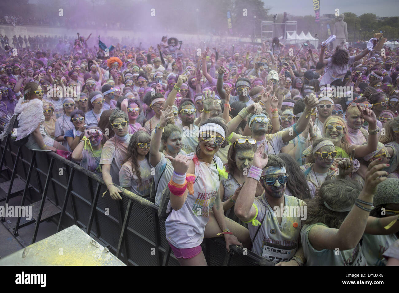 Paris, France. 13th Apr, 2014. Runners during the Color Run race in ...