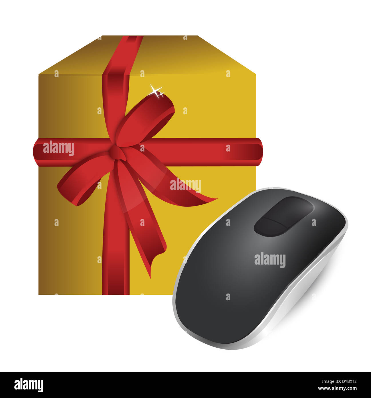 gift box and Wireless computer mouse isolated on white background Stock ...