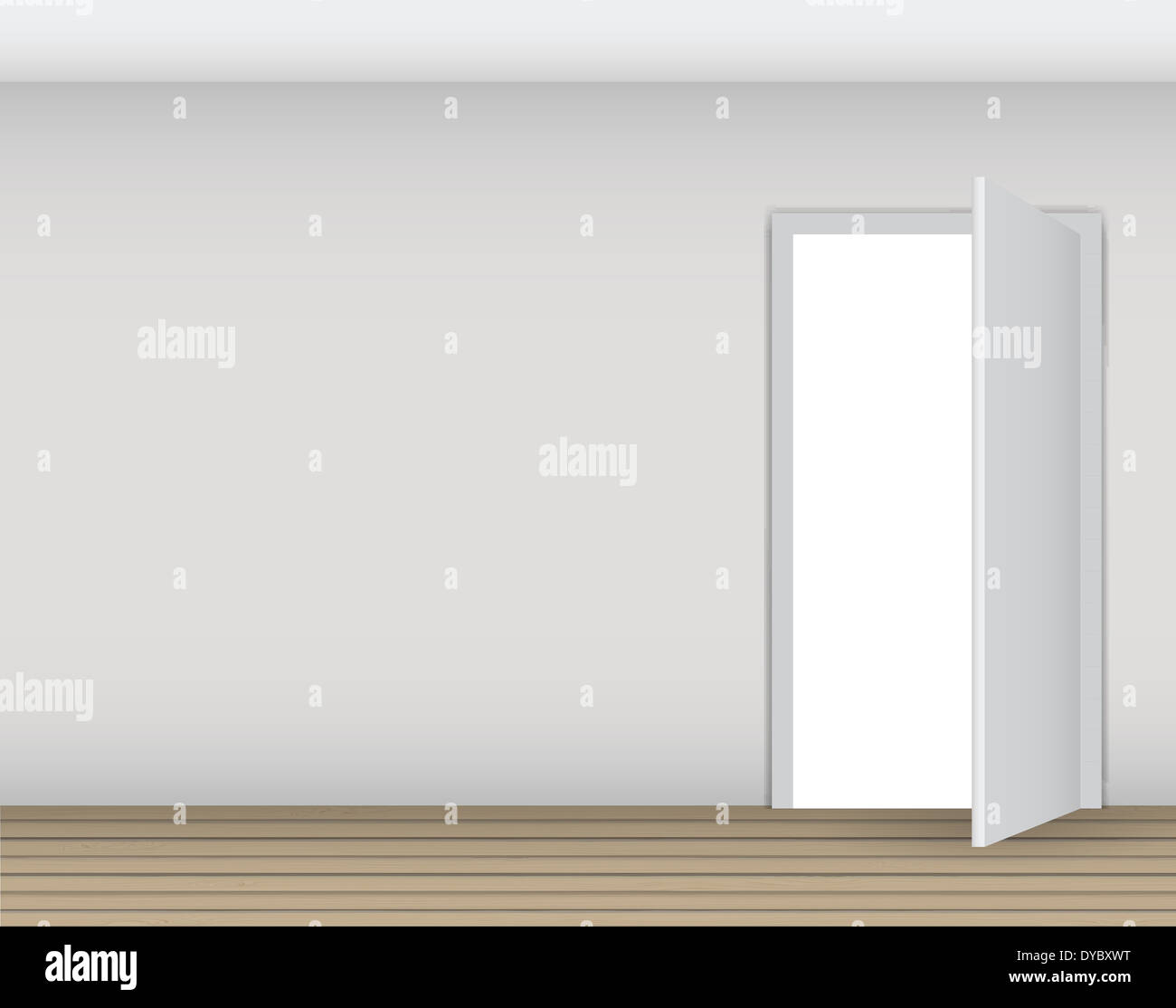 Open White Door on Wall Vector Illustration Stock Photo - Alamy