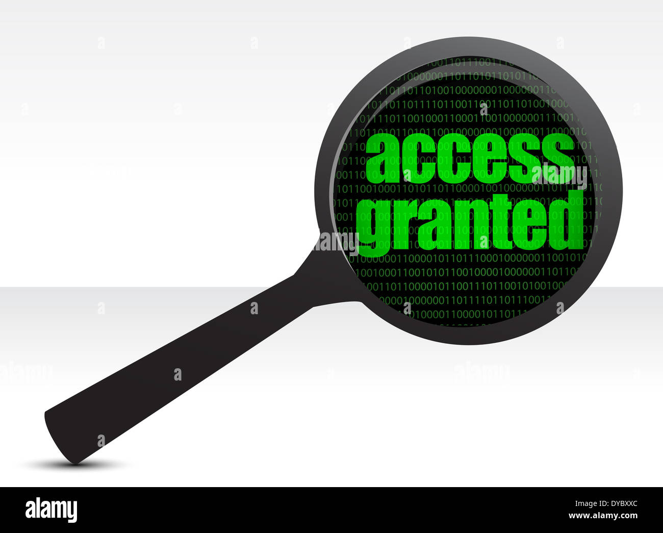 Magnifying optical glass with words access granted illustration Stock ...