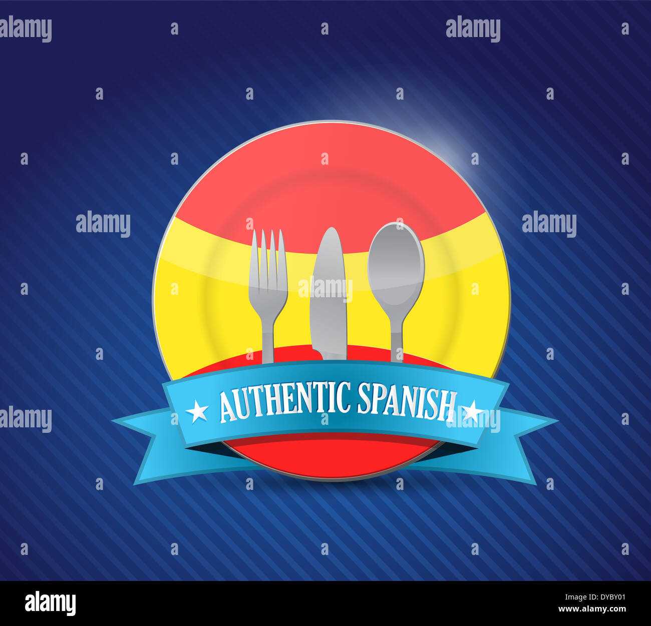 Traditional Spanish Restaurant Menu Illustration Design Over Blue traditional-spanish-restaurant-menu-illustration-design-over-blue