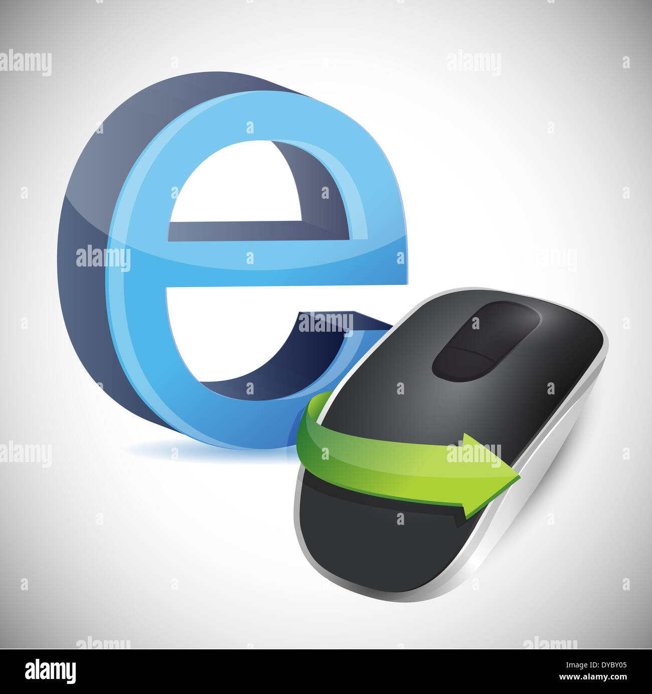 internet sign and Wireless computer mouse isolated on white background ...