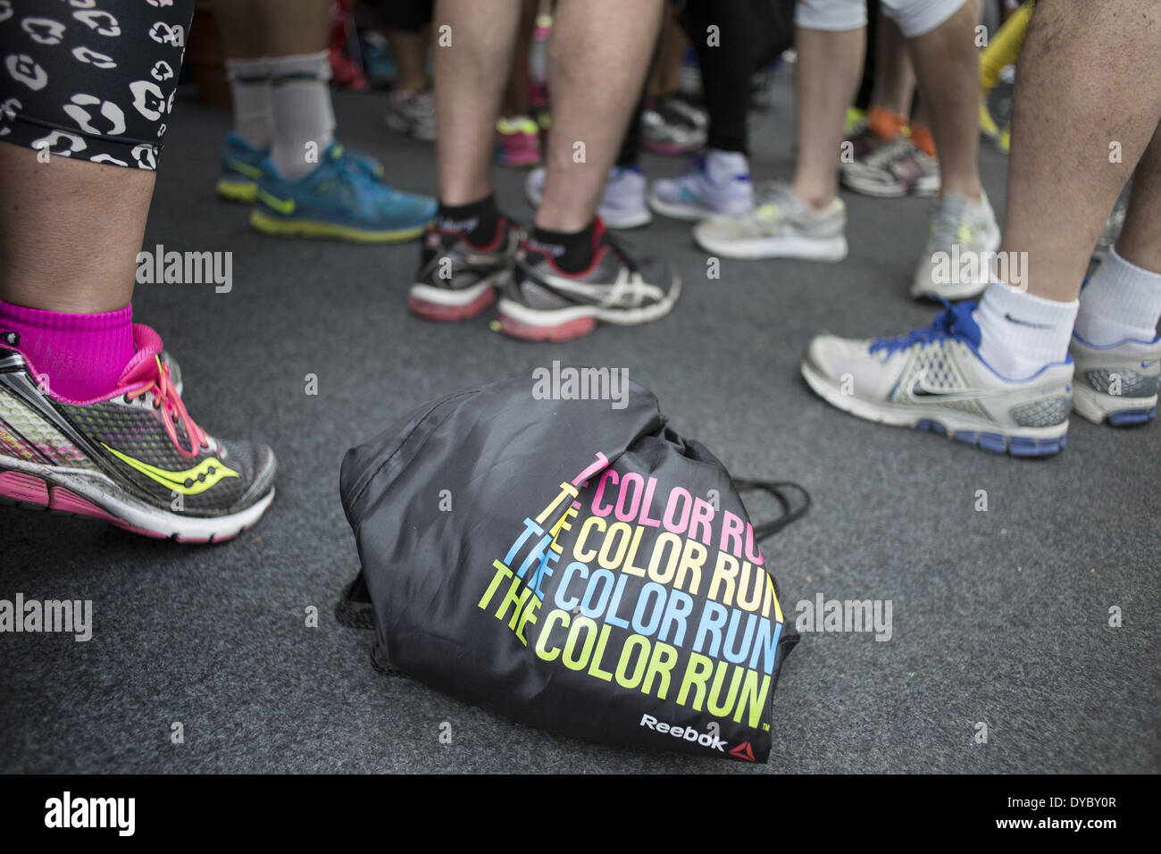 Paris, France. 13th Apr, 2014. Runners during the Color Run race in ...