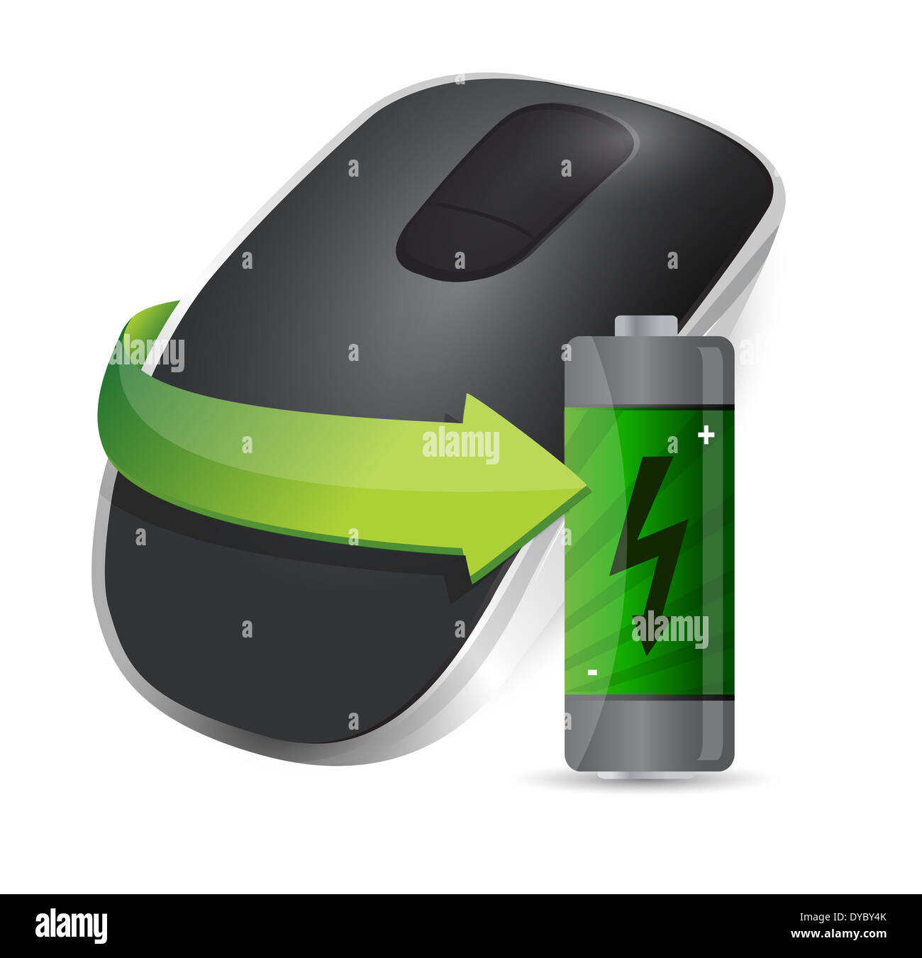 battery and Wireless computer mouse isolated on white background Stock ...