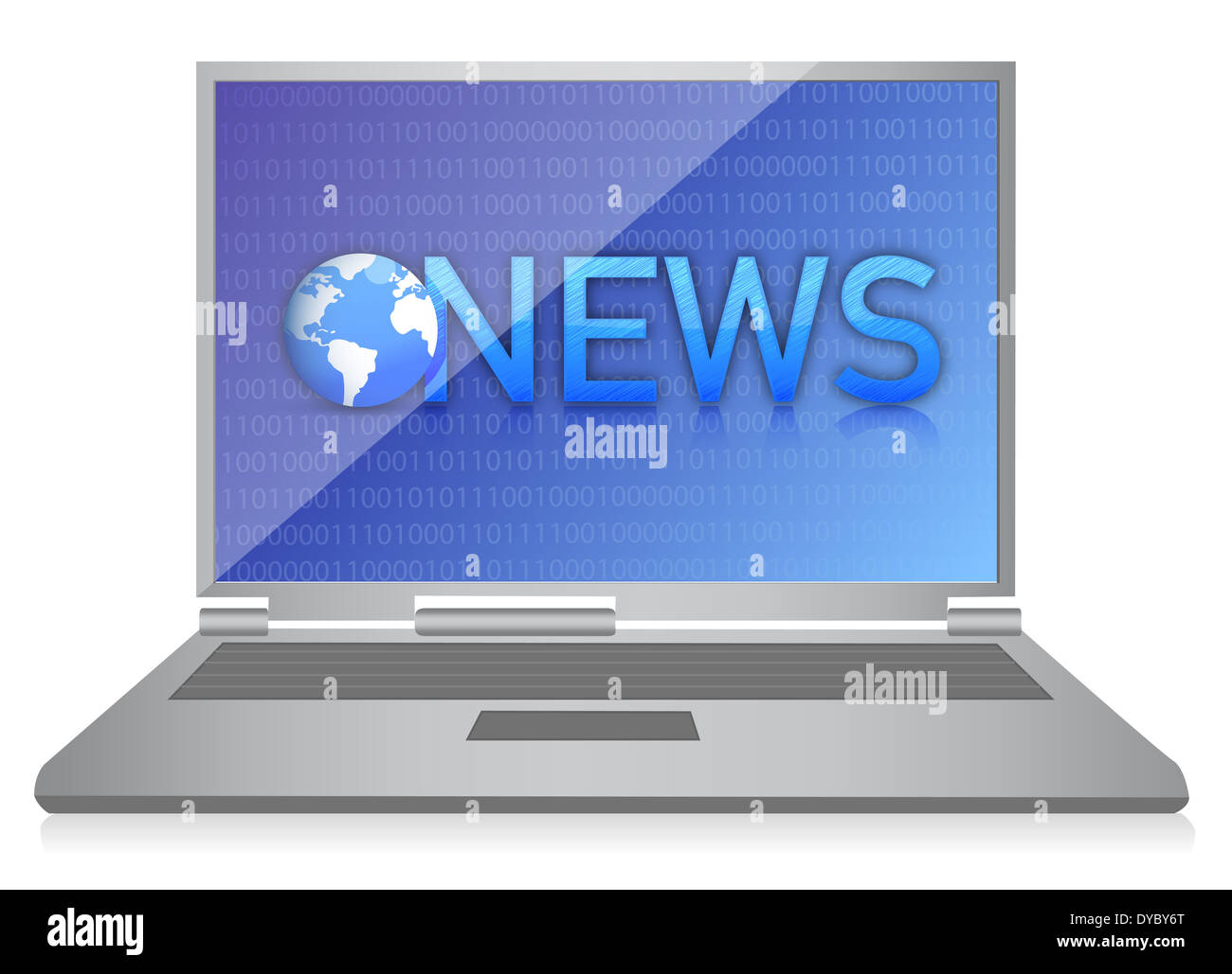 laptop showing NEWS on screen illustration design over white Stock ...