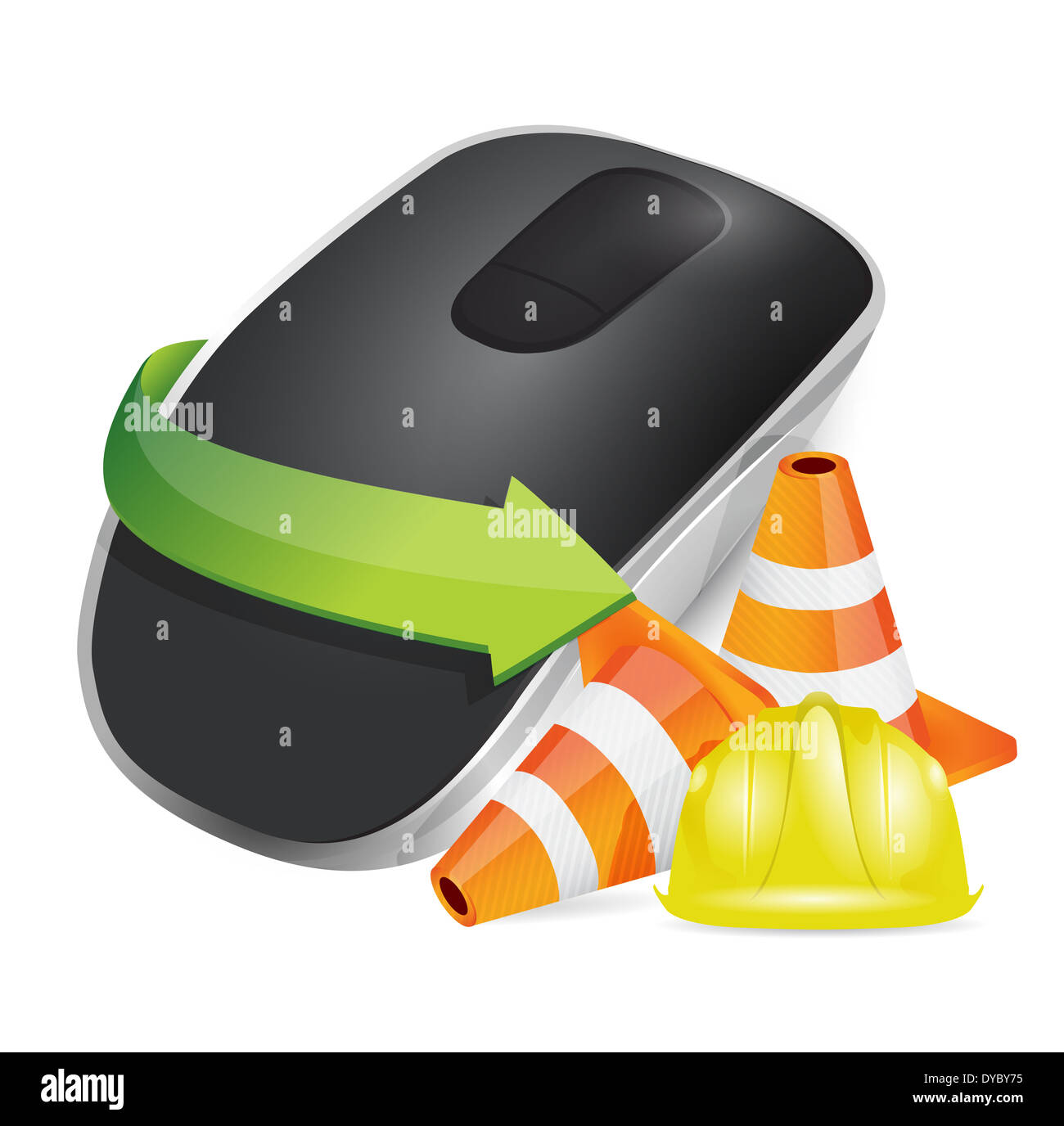 construction barrier Wireless computer mouse isolated on white ...