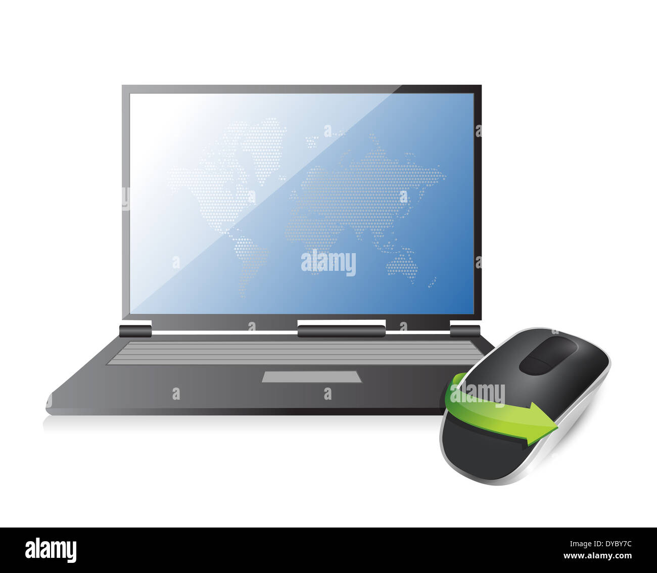 laptop and Wireless computer mouse isolated on white background Stock ...