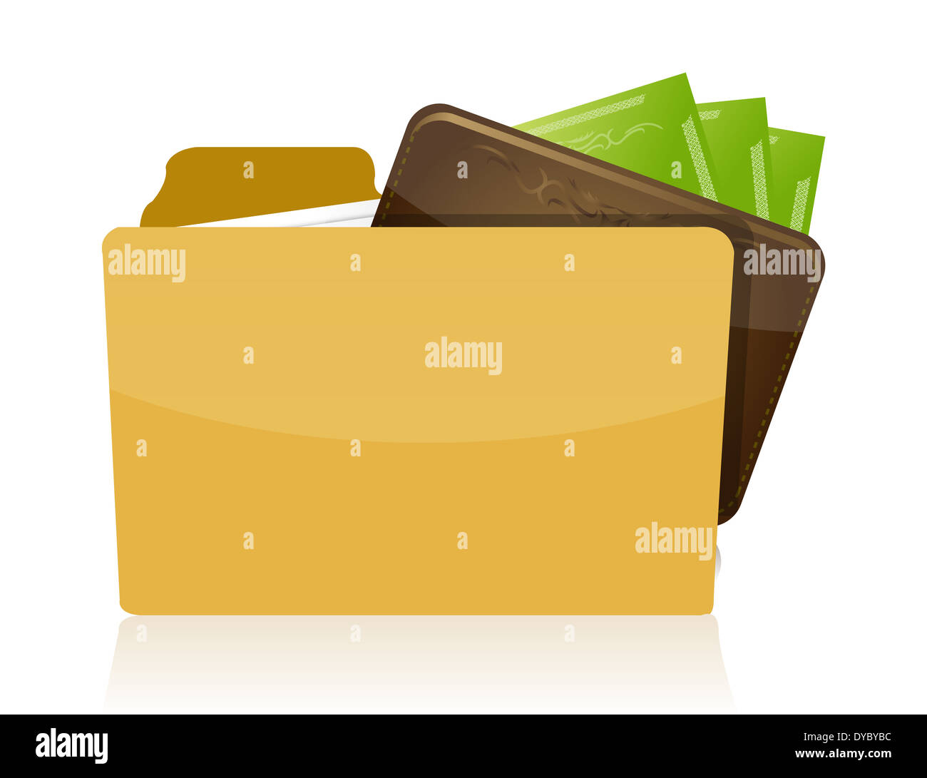 folder with a wallet inside over a white background Stock Photo - Alamy