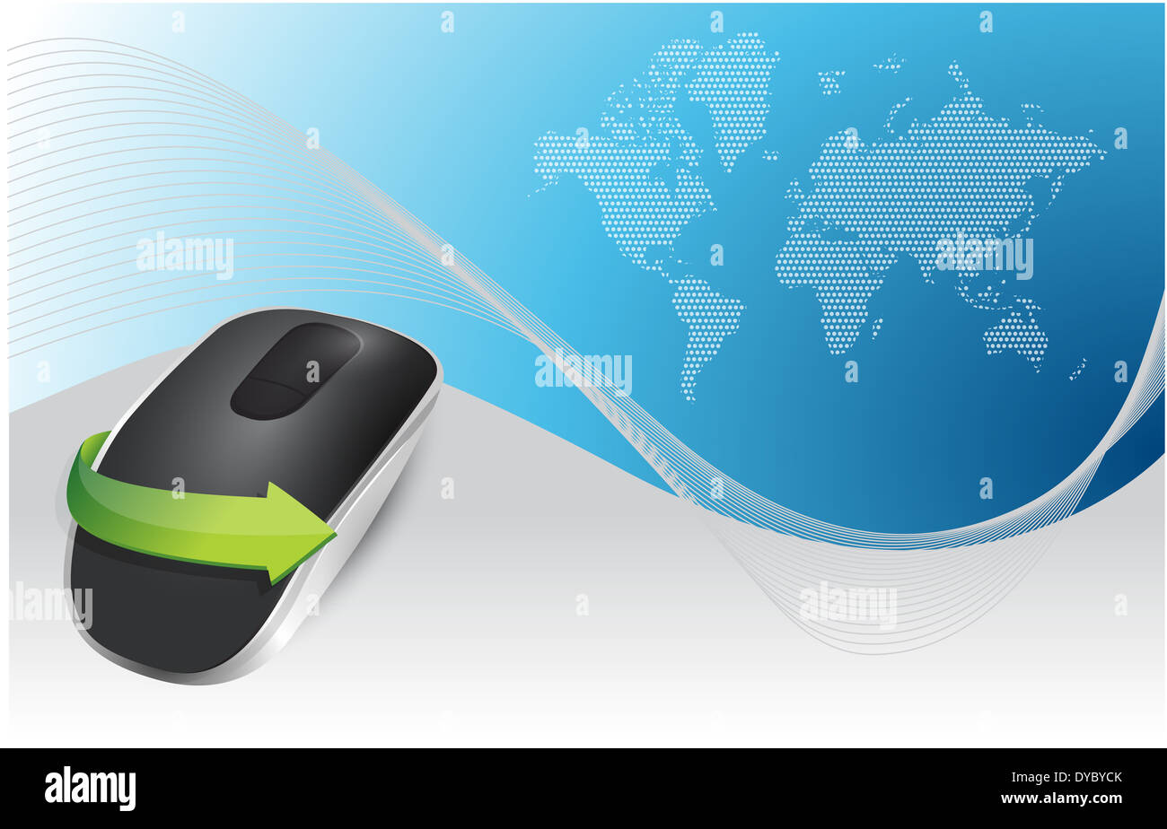 blue background with a Wireless computer mouse illustration Stock Photo ...