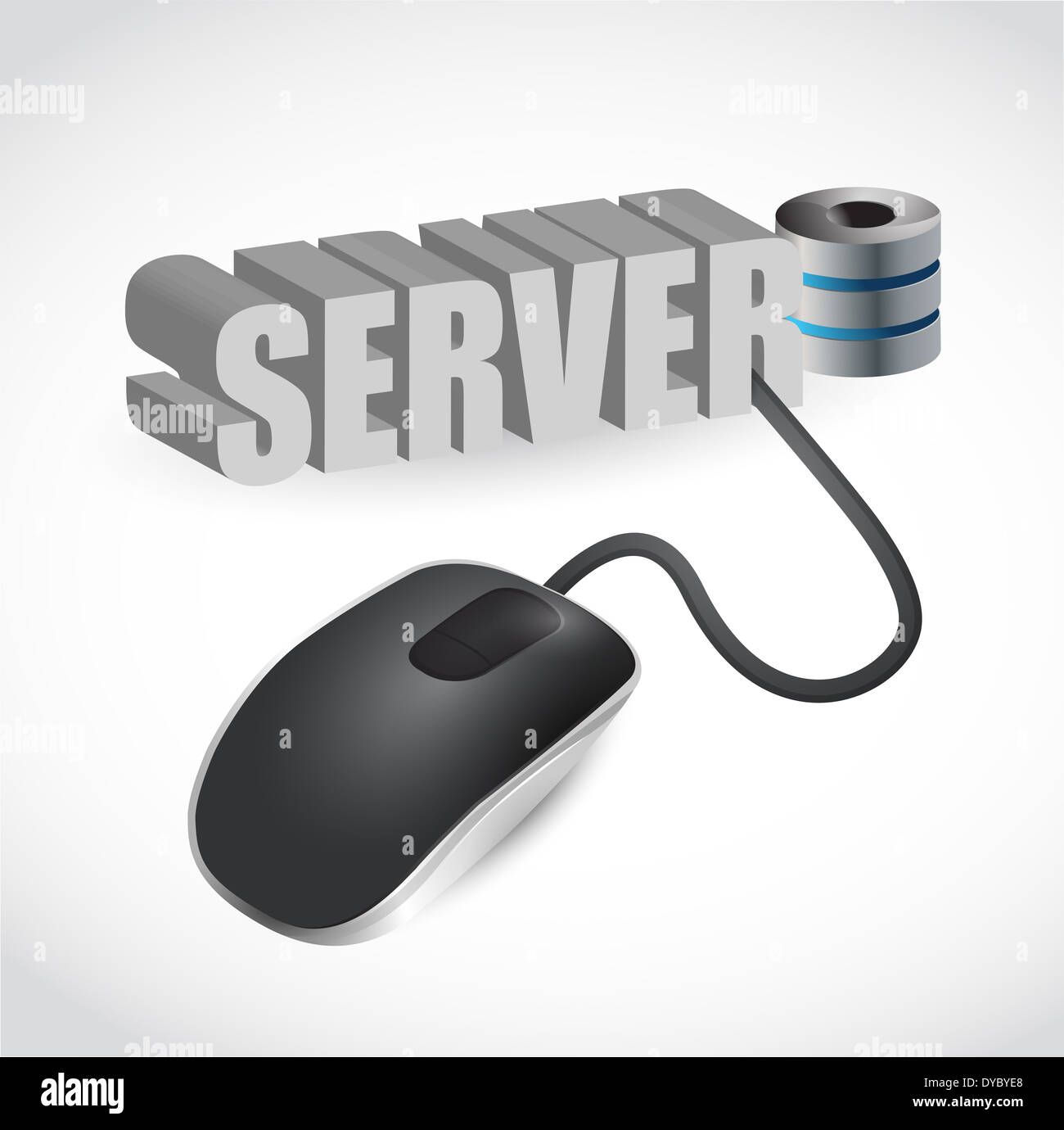 modern blue computer mouse connected to the blue word Server ...
