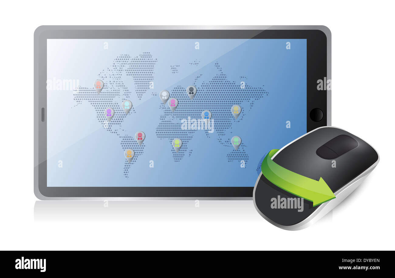 tablet and Wireless computer mouse isolated on white background Stock ...