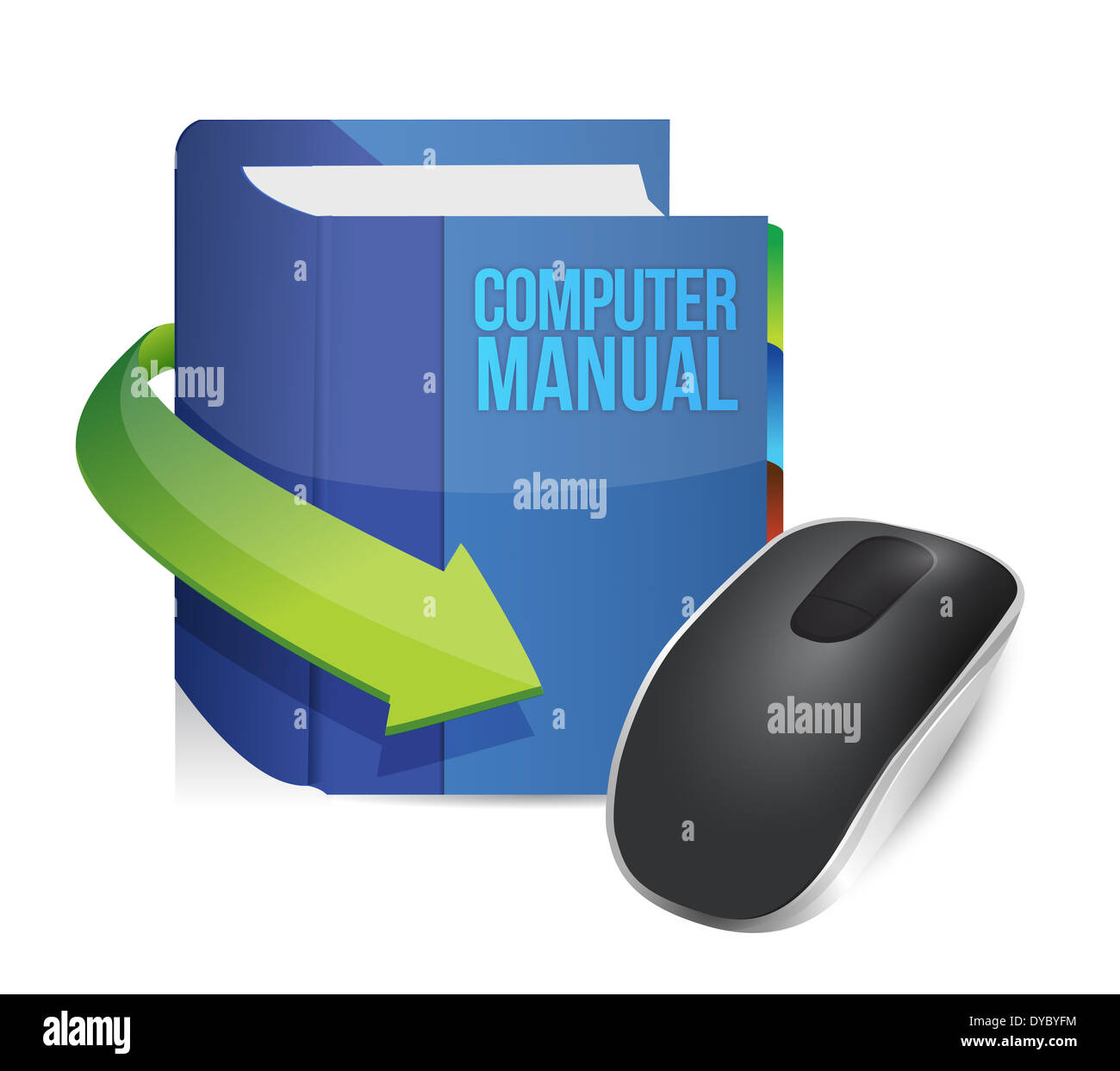 computer manual and Wireless computer mouse isolated on white ...