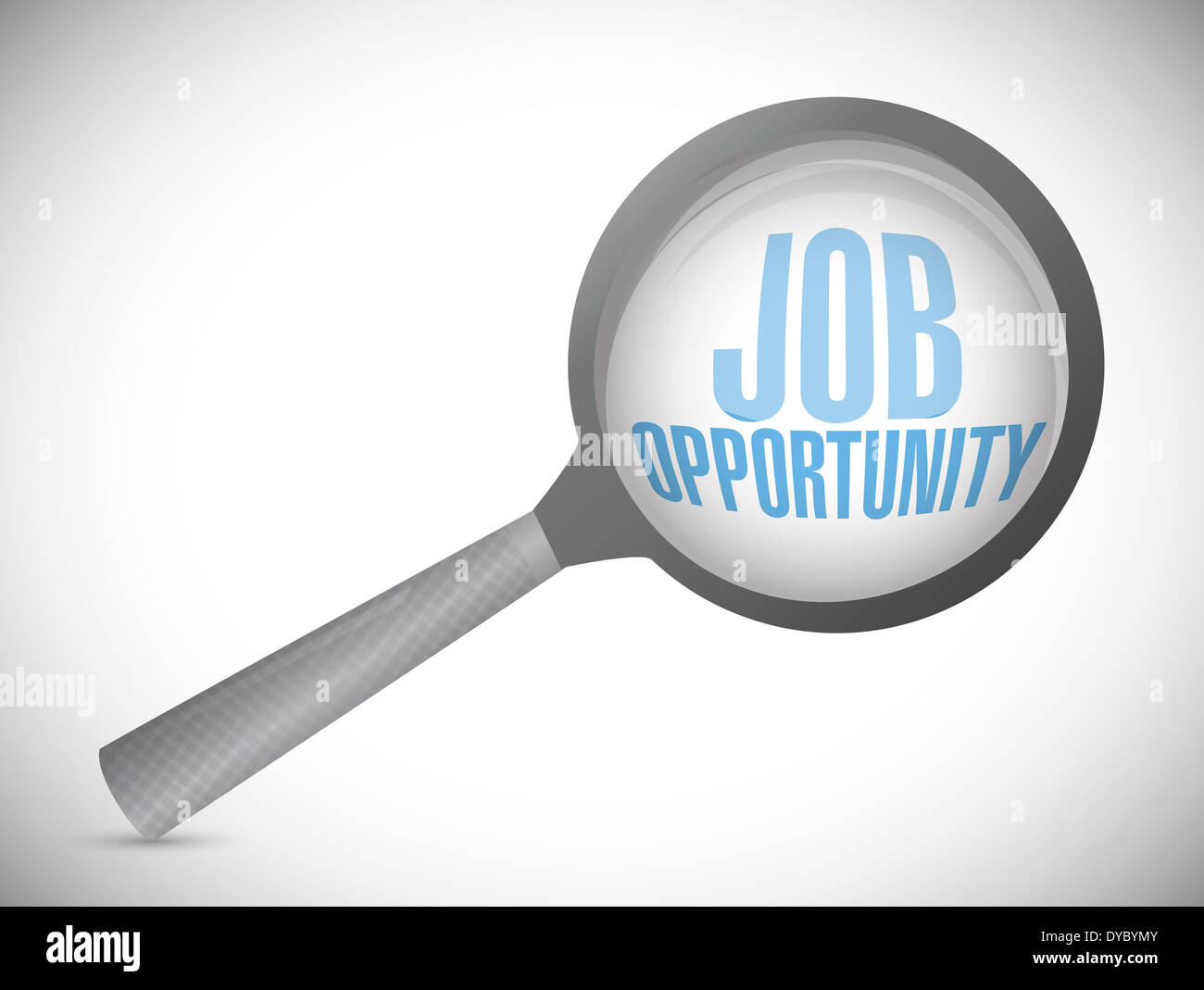 Magnifying glass showing job opportunity word on white background Stock ...