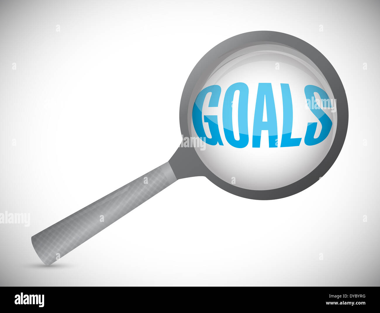 Magnifying glass showing goals word on white background Stock Photo - Alamy