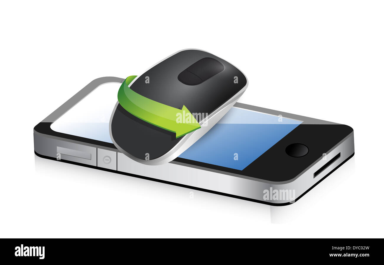 phone and Wireless computer mouse isolated on white background Stock ...