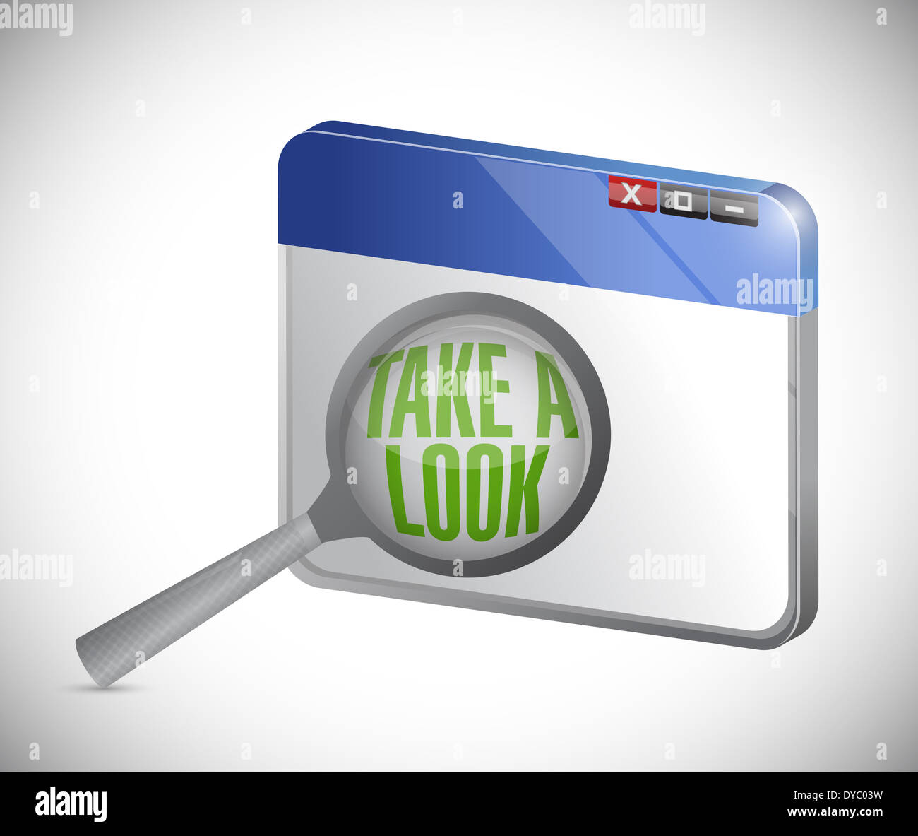 internet take a look concept, under a magnifier. illustration design ...