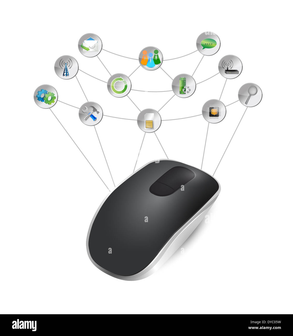 Mouse tools network illustration Stock Photo - Alamy