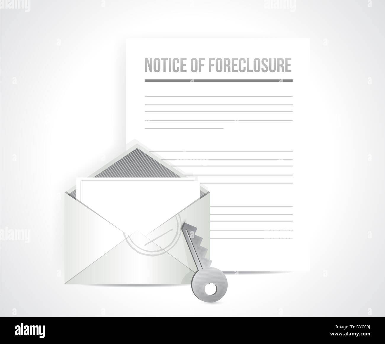 notice of foreclosure letter and envelope. illustration design over ...