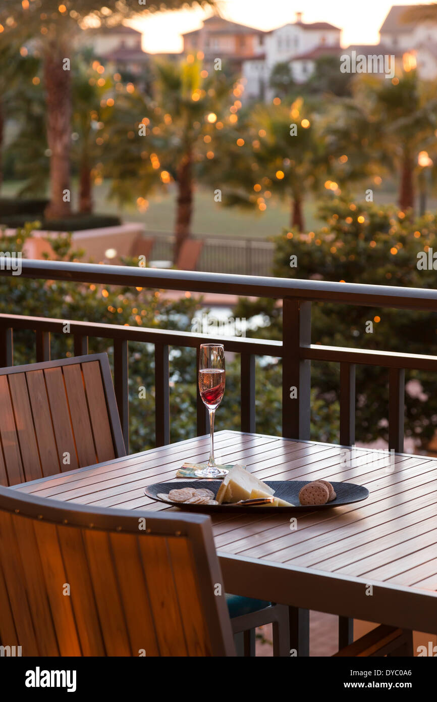 Table Setting on Showcase Luxury Veranda at Sunset , Florida, USA Stock ...