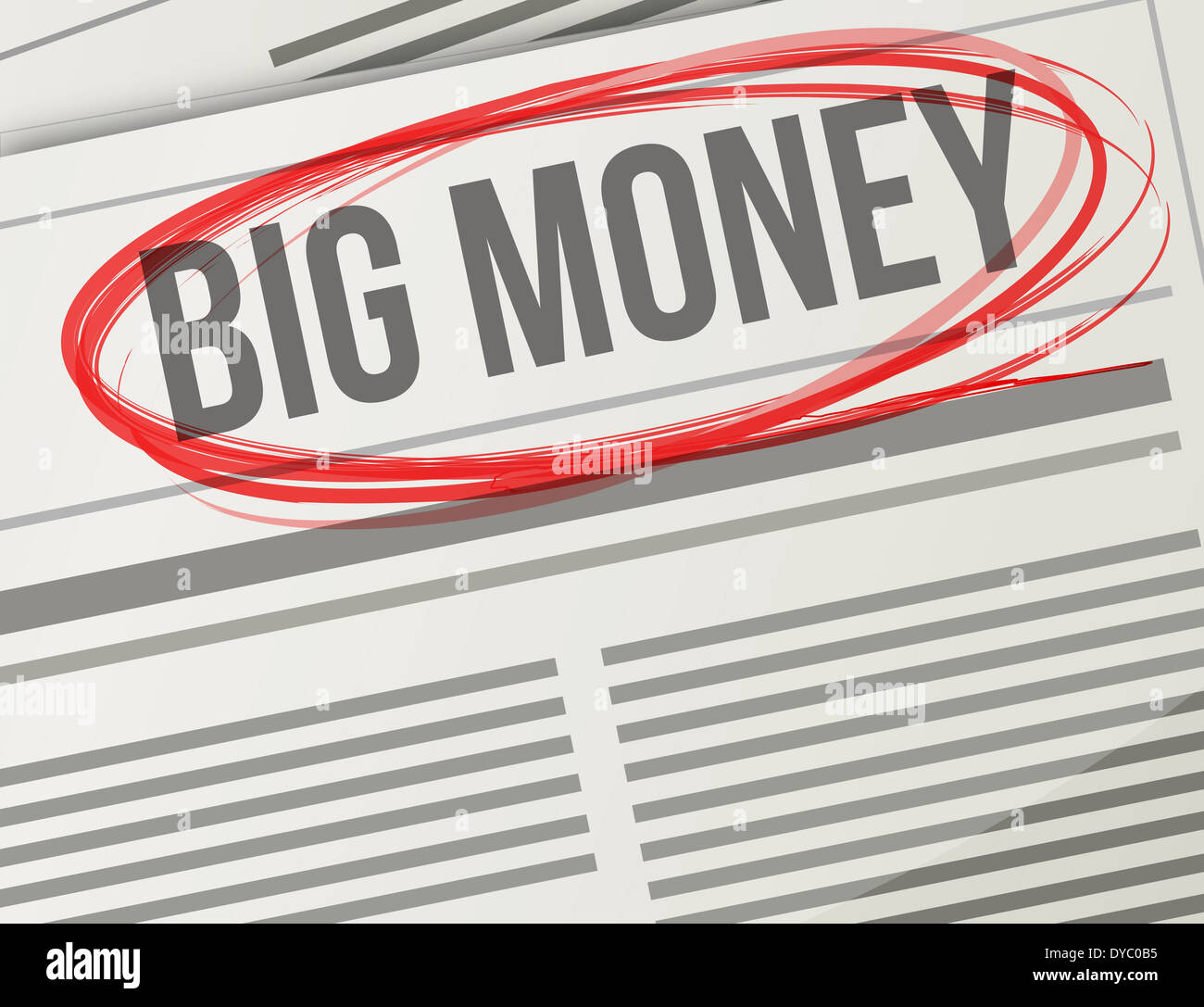 big money on a newspaper illustration design over a white background ...