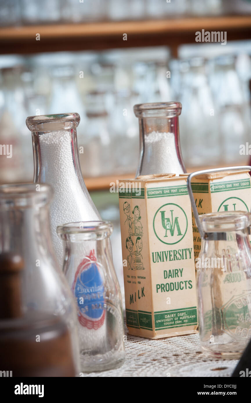 Bottled milk on a shelf Stock Photo - Alamy