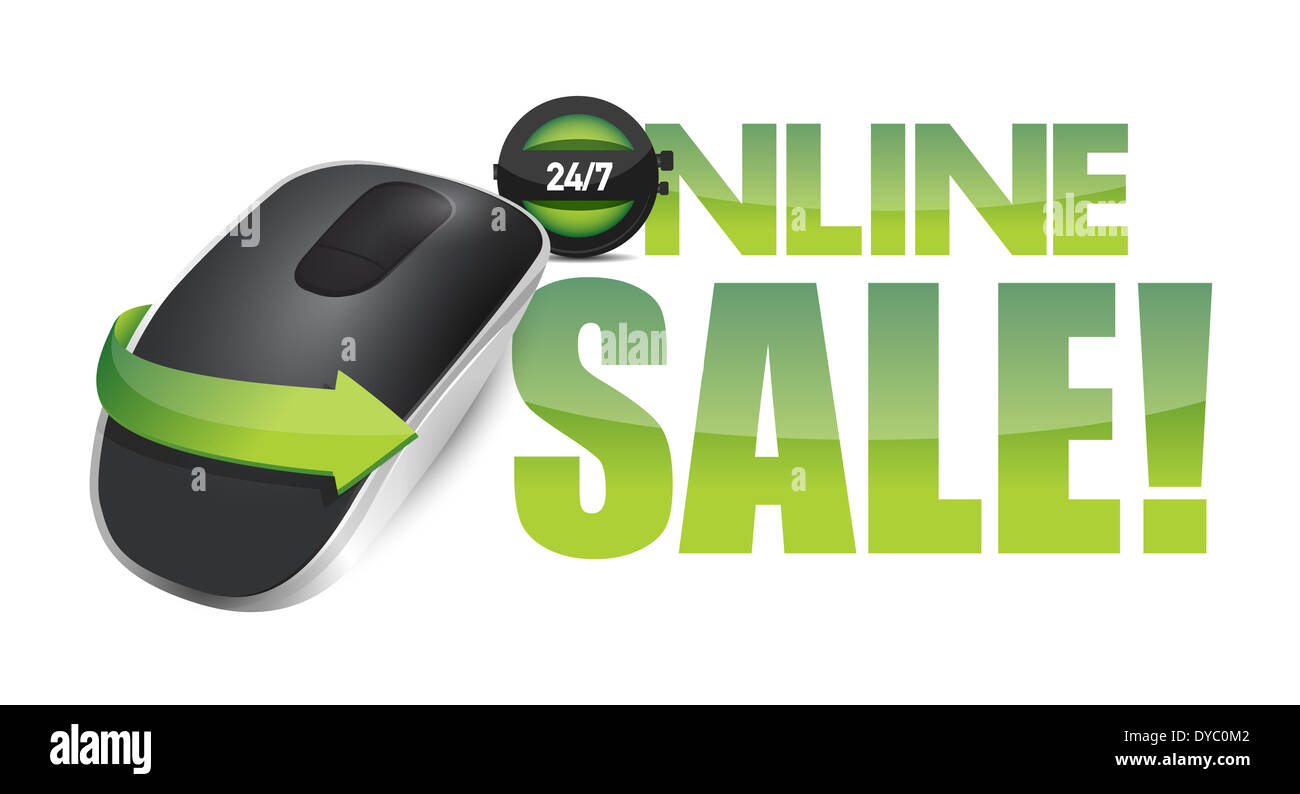 online sale sign and Wireless computer mouse isolated on white ...