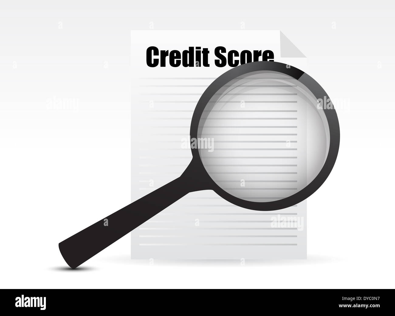 Credit Score and Magnifying Glass design over a white background Stock ...