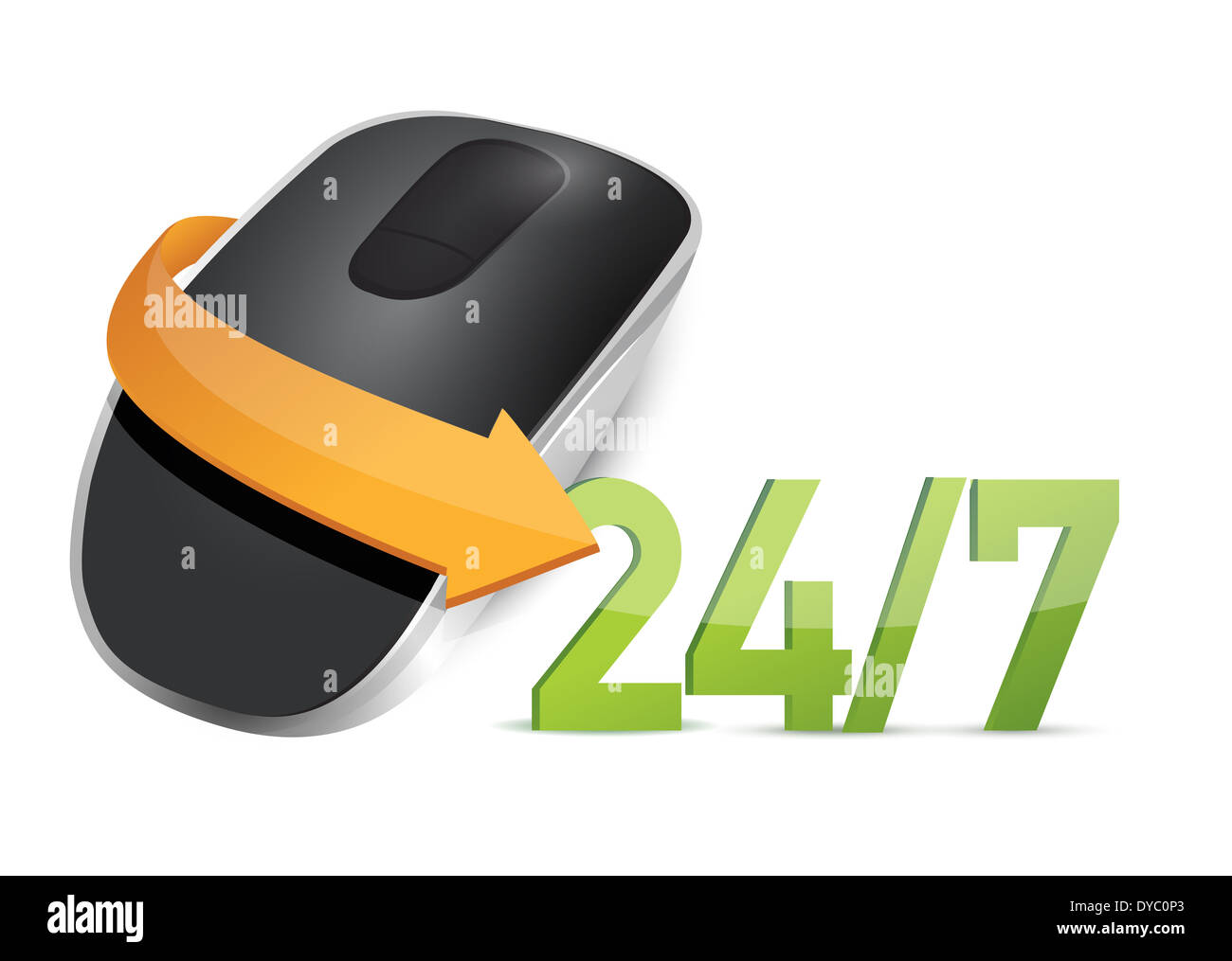 customer support with Wireless computer mouse isolated on white ...