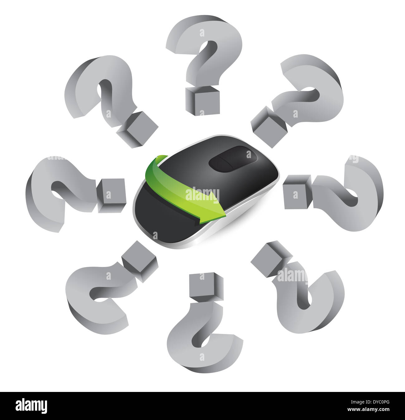 questions. Wireless computer mouse isolated on white background Stock ...