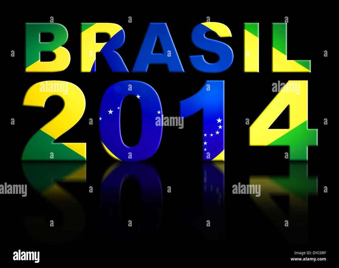 Brasil 2014 logo with national flag of Brasil isolated on black ...