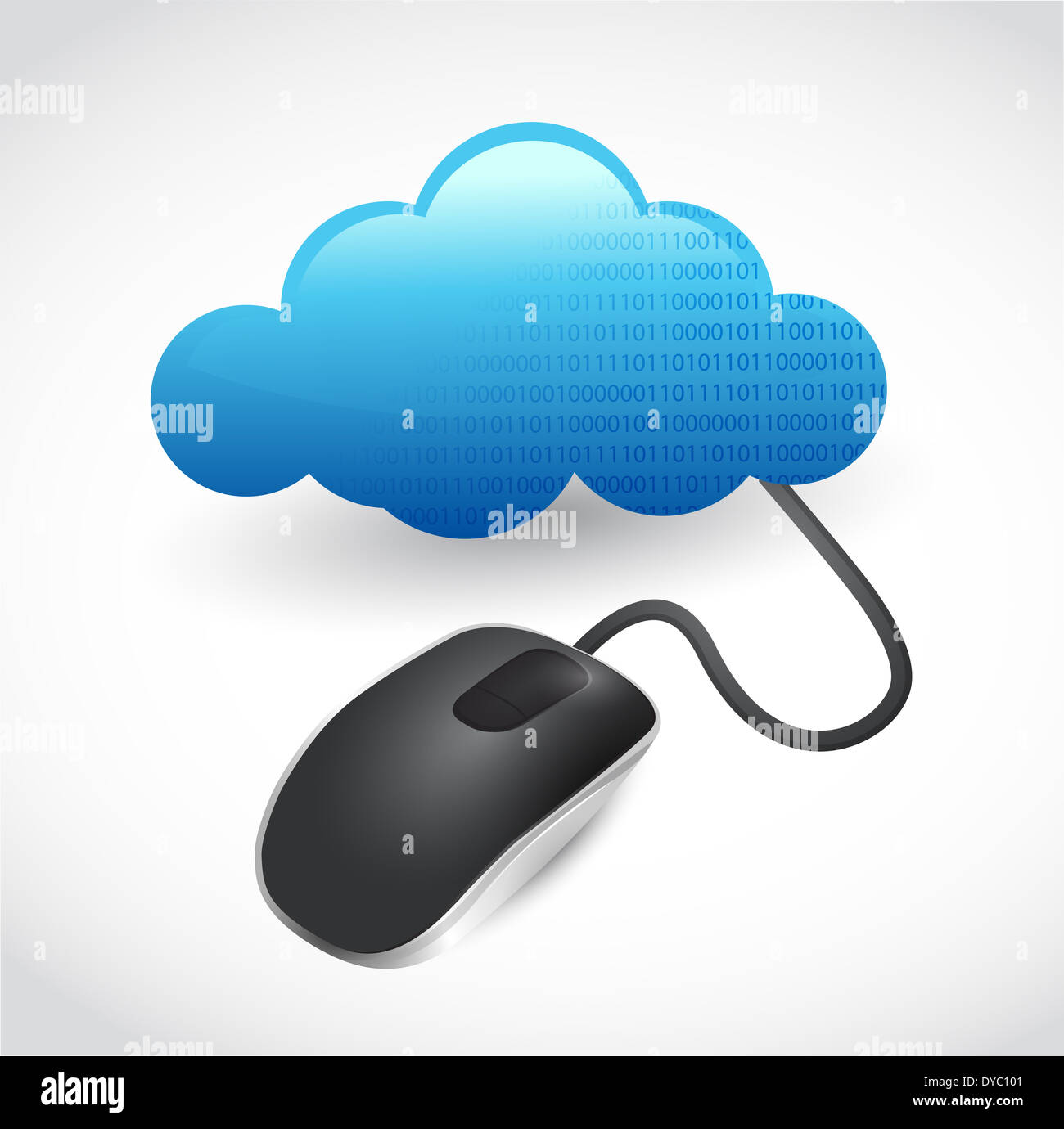 illustration of mouse connected to cloud design over white Stock Photo ...