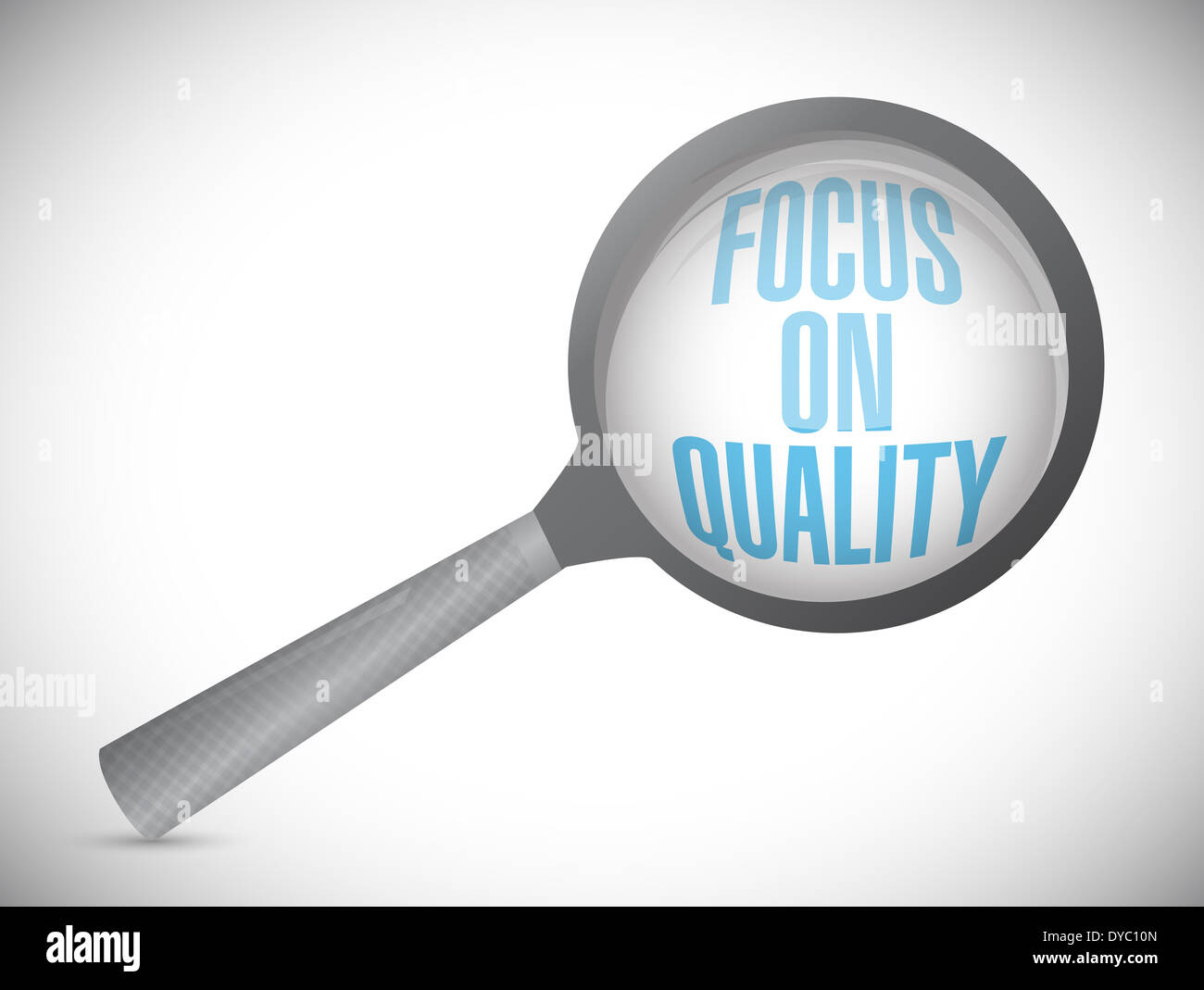focus on quality magnify text illustration design over a white ...