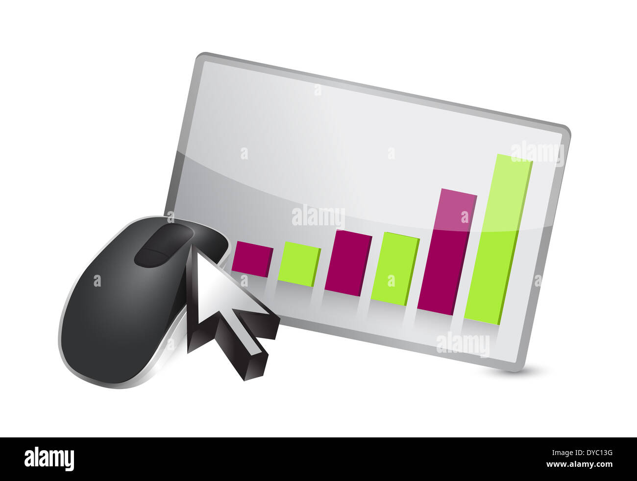 business graph Wireless computer mouse isolated on white background ...