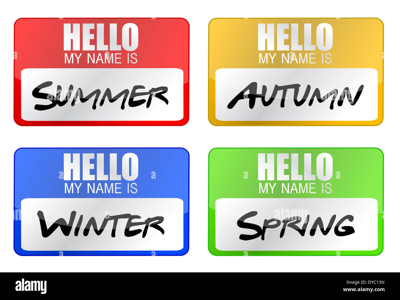 clime seasons name tags illustration design over white Stock Photo - Alamy