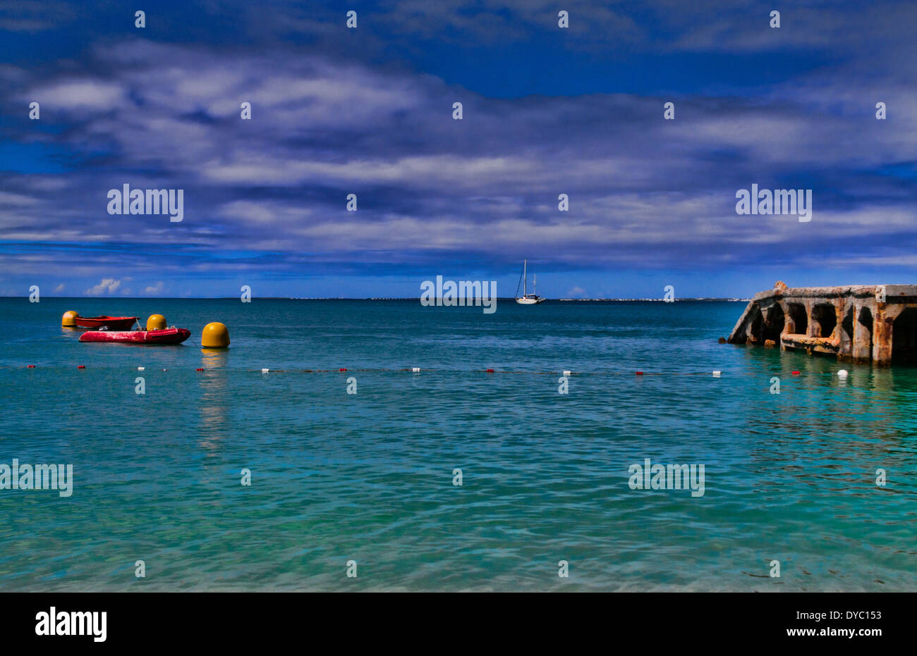 St Maarten view of dock and beach Stock Photo - Alamy