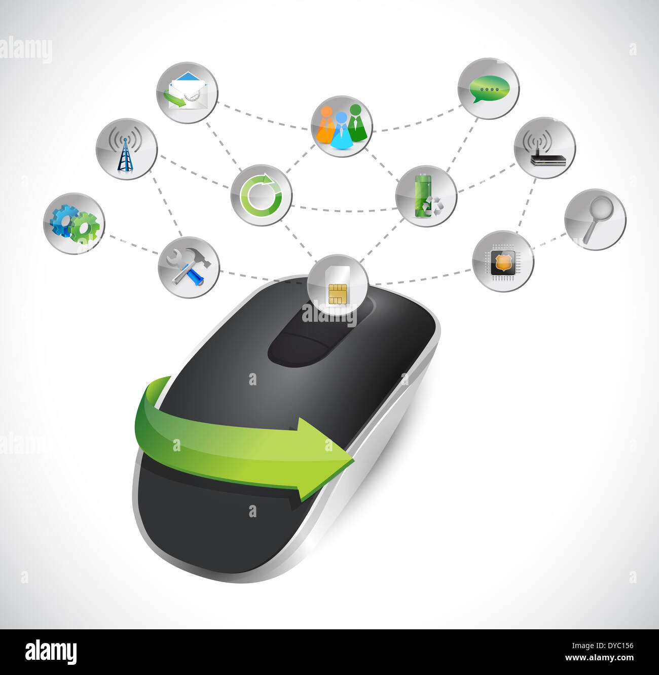 setting tools for Wireless computer mouse isolated on white background ...