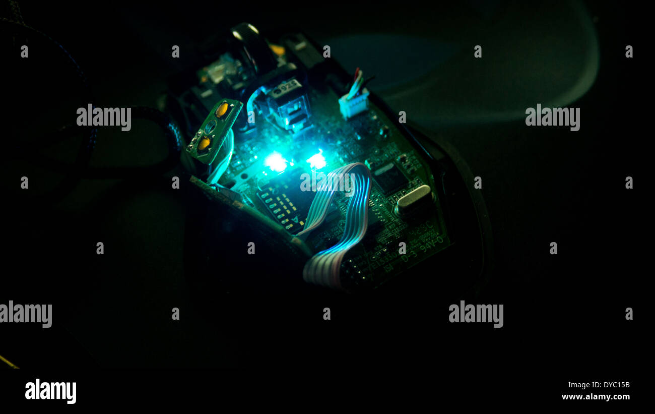 Computer PC mouse dismantled taken apart inside circuit mouse wheel ...