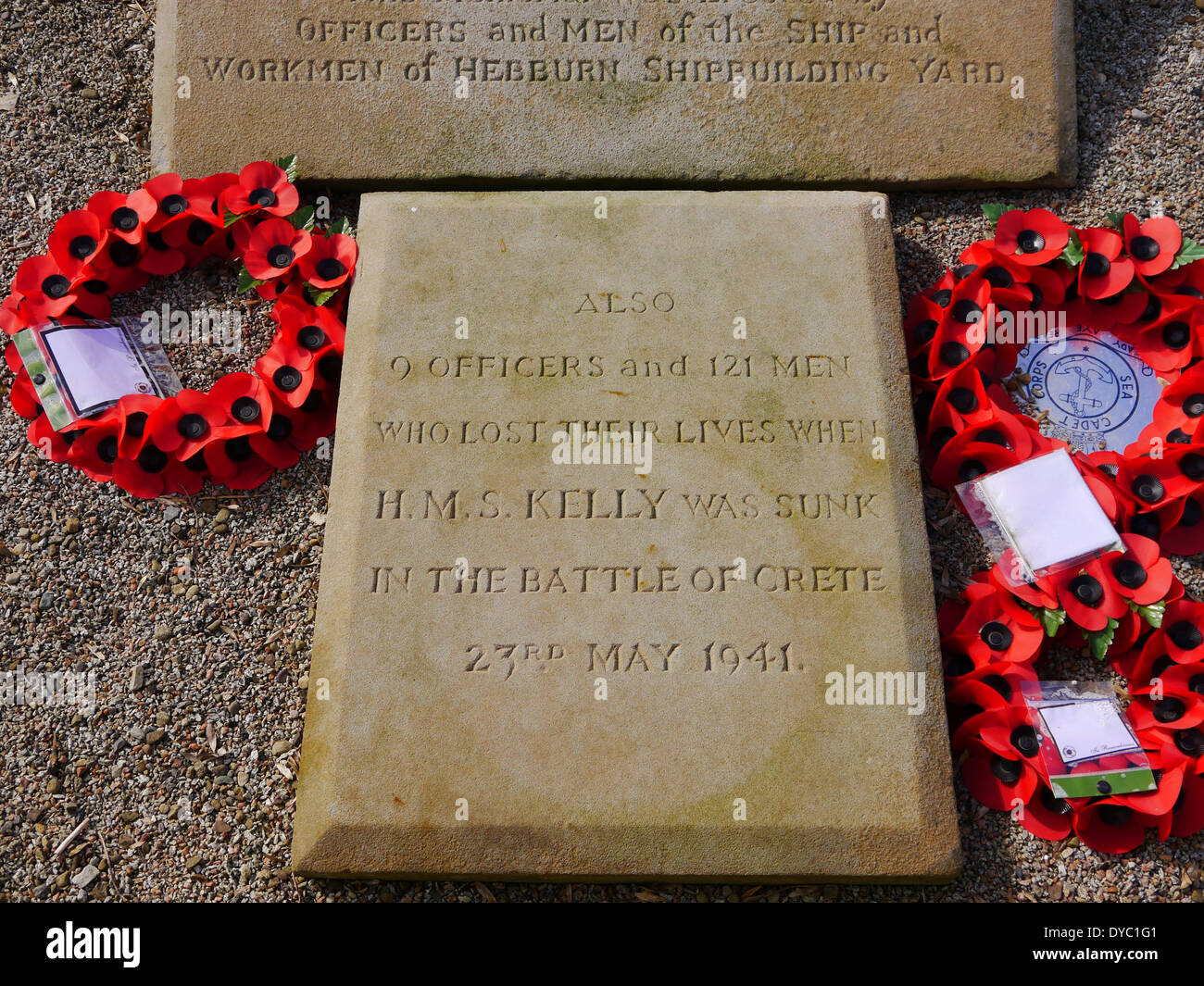 Hebburn Cemetery - HMS Kelly memorial plaque. Hebburn, Tyne and Wear ...