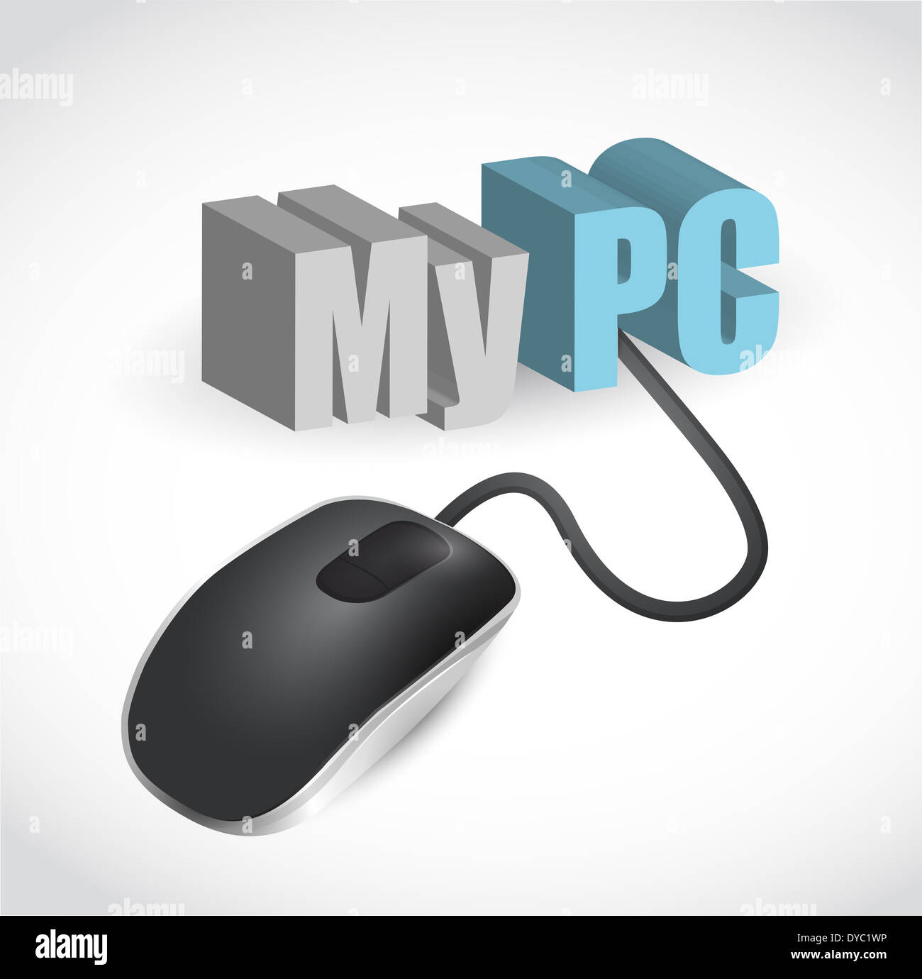 modern grey computer mouse connected to the blue words My PC Stock ...