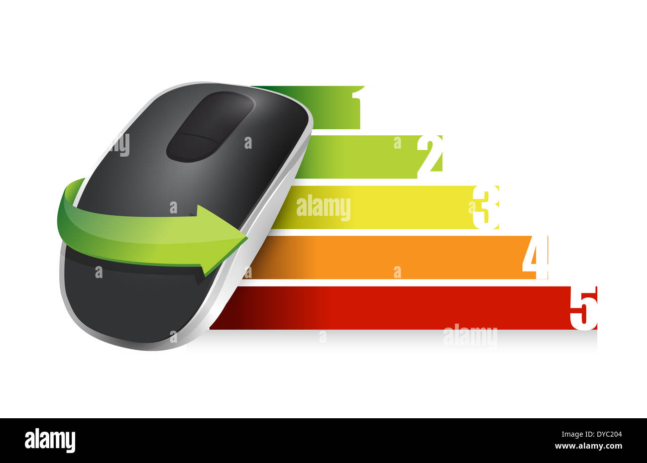 business graph and Wireless computer mouse isolated on white background ...