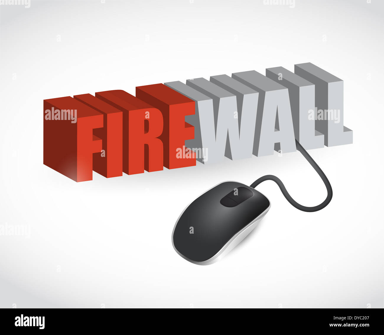 firewall sign and mouse illustration design over white Stock Photo - Alamy
